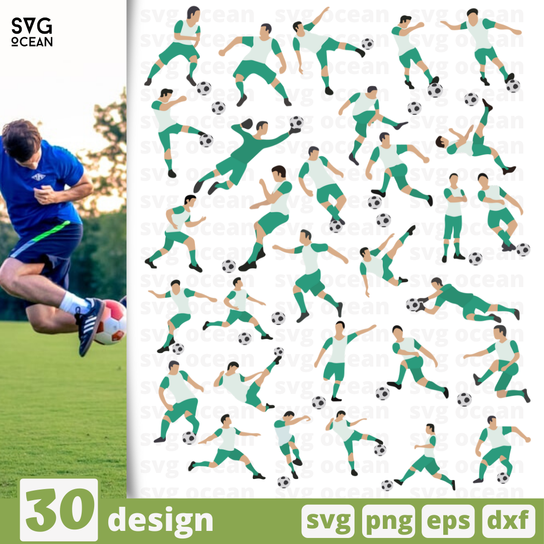 Soccer player SVG bundle vector for instant download - Svg Ocean — svgocean