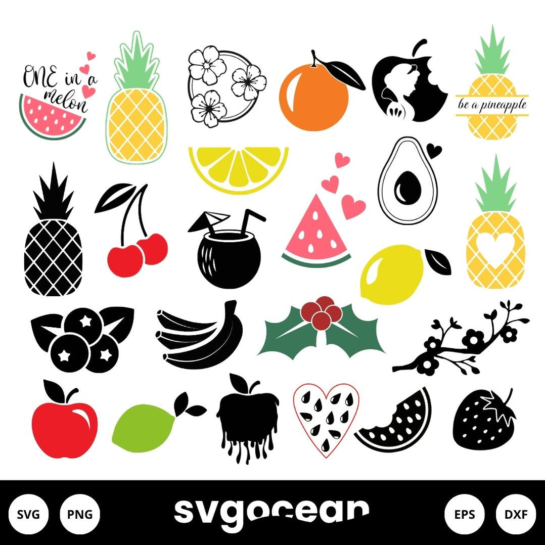 Fruits Svg Bundle vector for instant download - Svg Ocean — svgocean