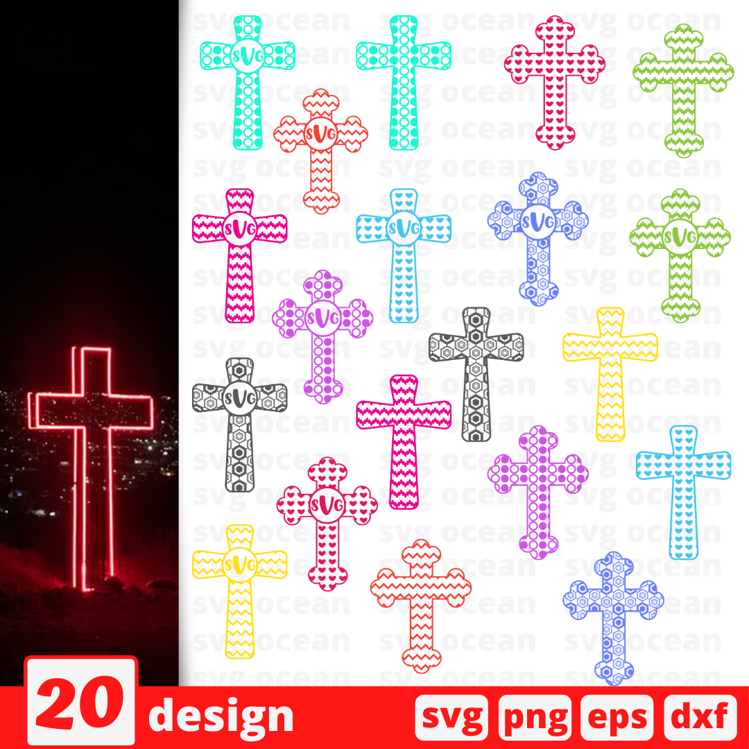 Monogram cross SVG bundle vector for instant download - Svg Ocean ...