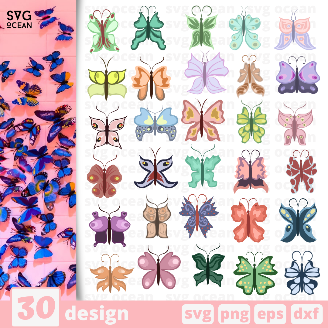 Butterflies SVG bundle vector for instant download - Svg Ocean — svgocean