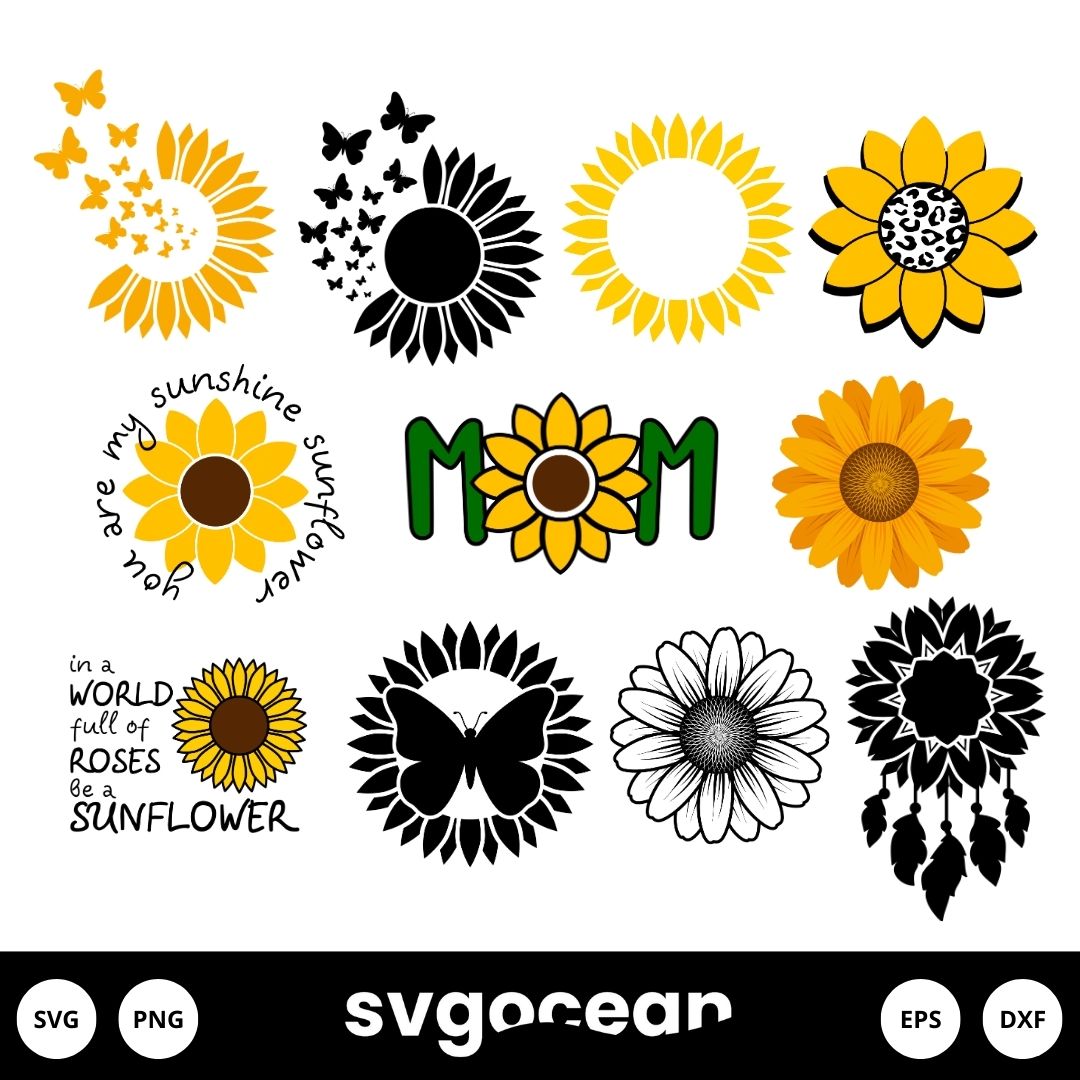 Sunflowers Svg Bundle vector for instant download - Svg Ocean — svgocean
