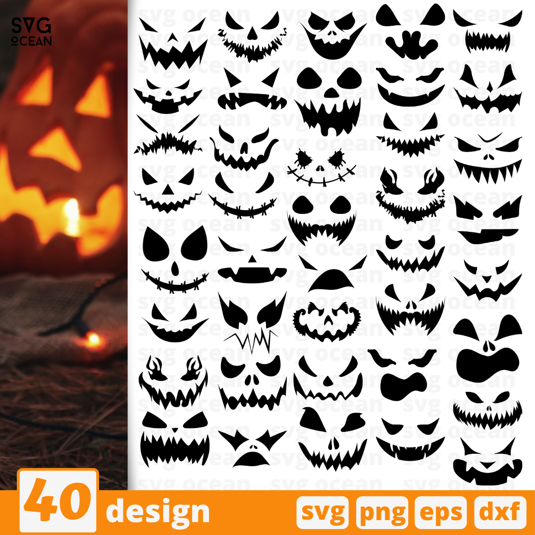 Scary faces halloween SVG bundle for instant download - Svg Ocean ...