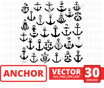 30 Anchors SVG bundle vector for instant download - Svg Ocean — svgocean