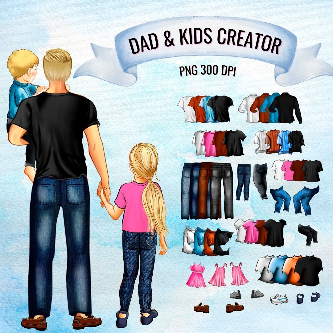 Dad & Children Family Creator Clipart vector for instant download - Svg ...