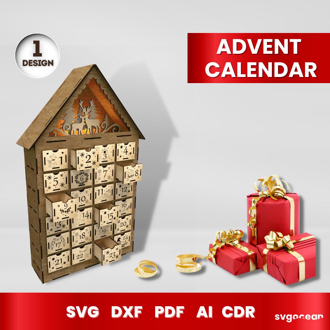 Christmas Advent Calendar vector for instant download - Svg Ocean ...