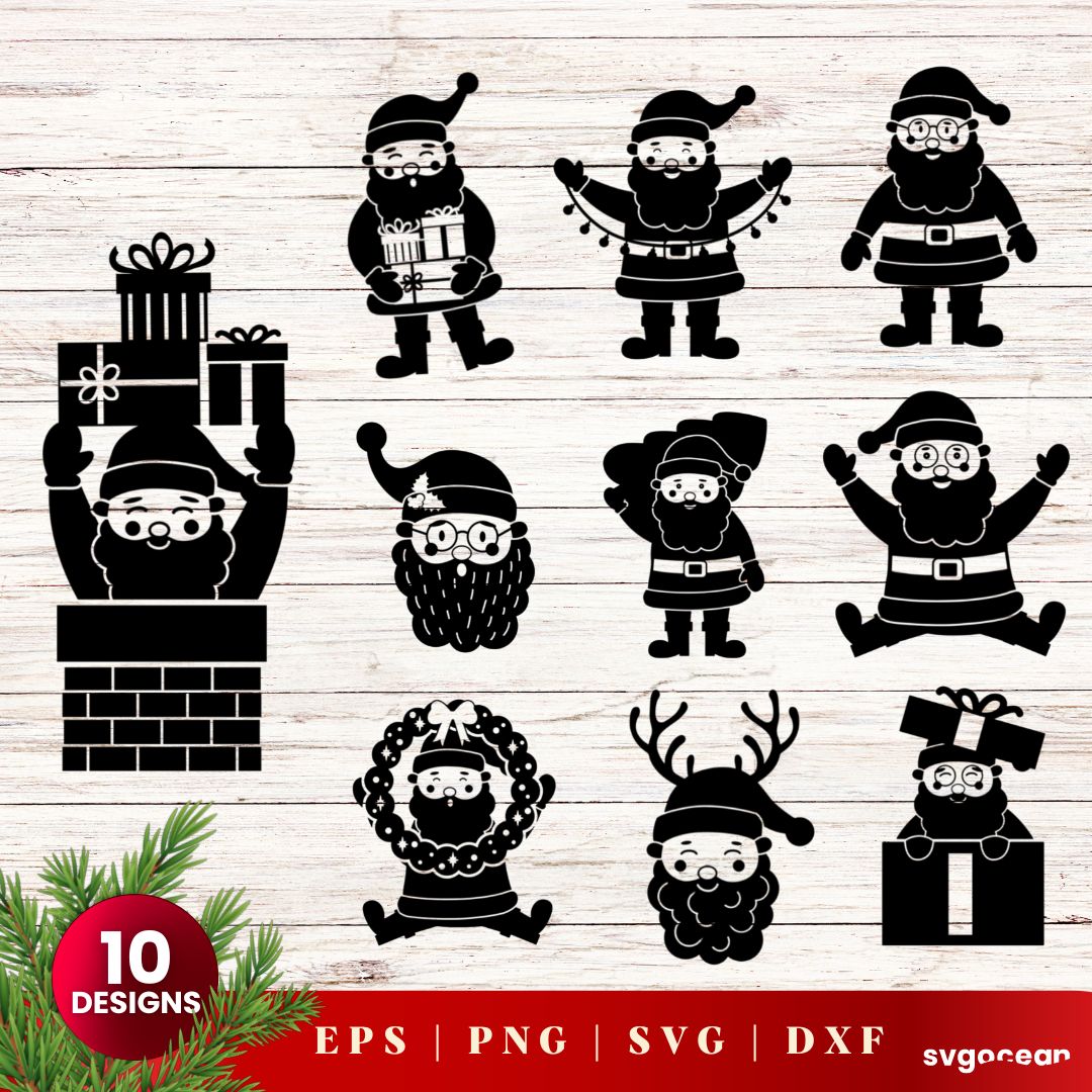 Santa Claus Svg Bundle vector for instant download - Svg Ocean — svgocean