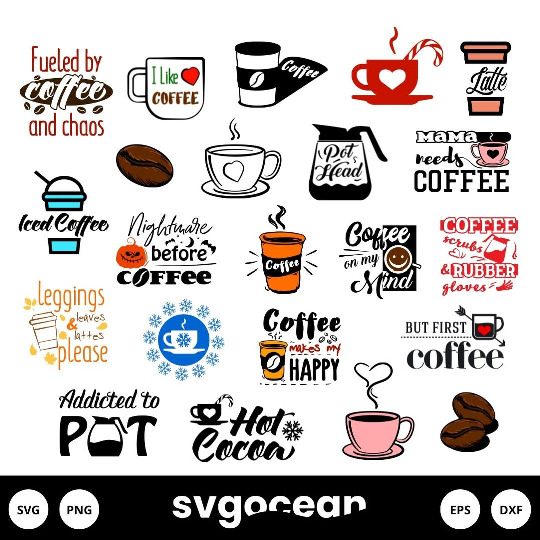 Coffee Svg Bundle vector for instant download - Svg Ocean — svgocean