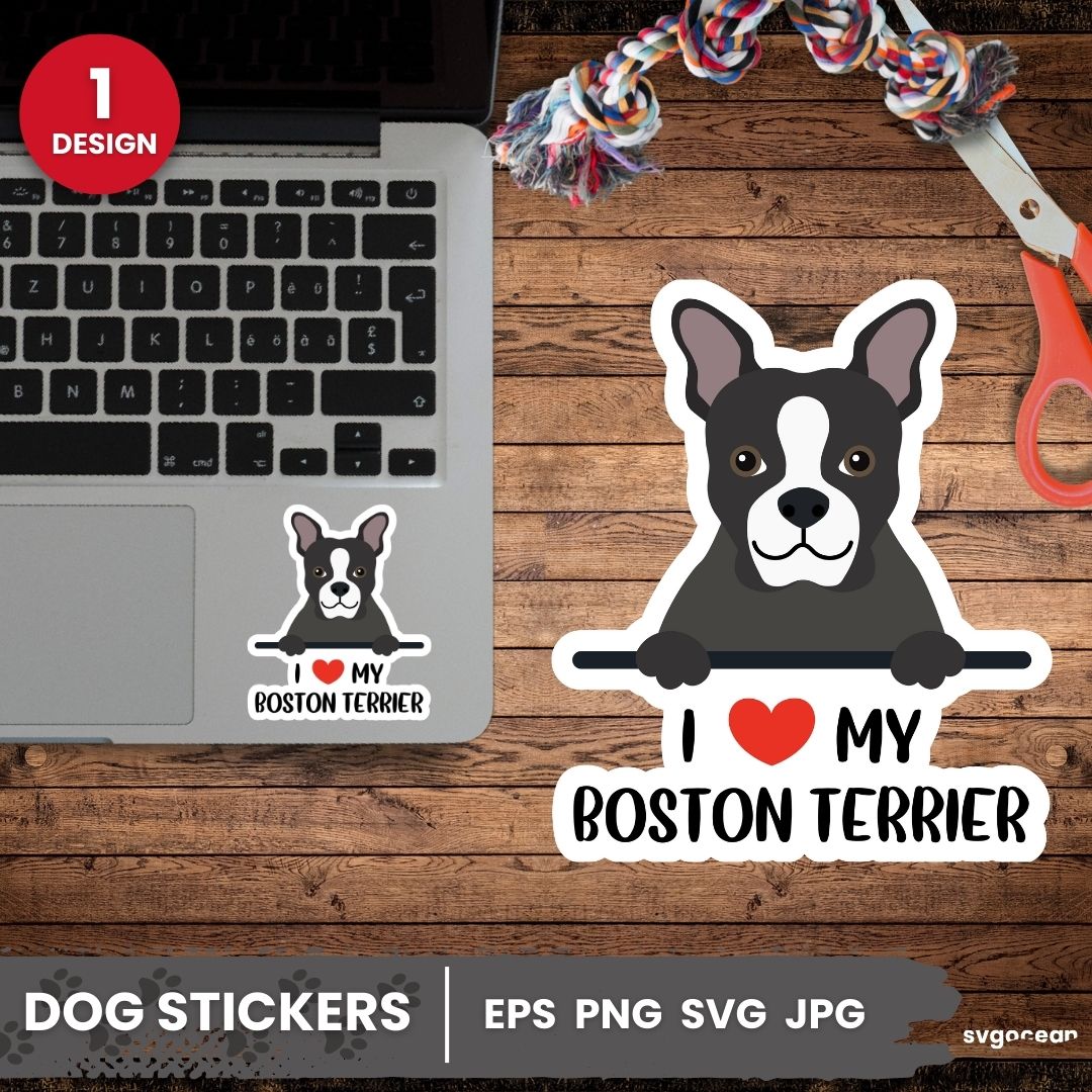 Boston Terrier Sticker SVG vector for instant download - Svg Ocean ...
