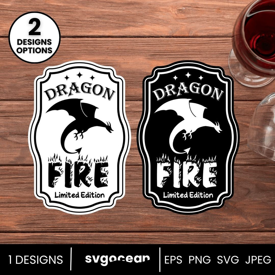 Dragon Fire Bottle Labels Svg vector for instant download - Svg Ocean ...