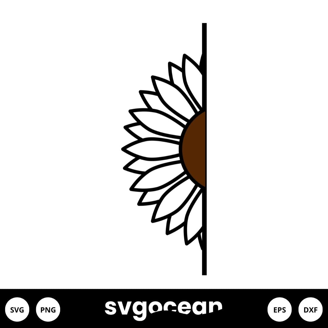 Half Sunflower SVG vector for instant download - Svg Ocean — svgocean