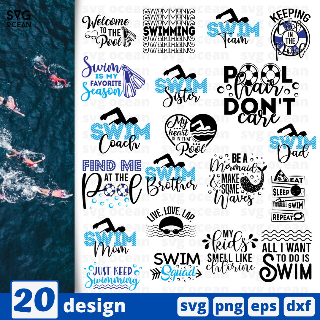 Swimming quotes SVG bundle vector for instant download - Svg Ocean ...