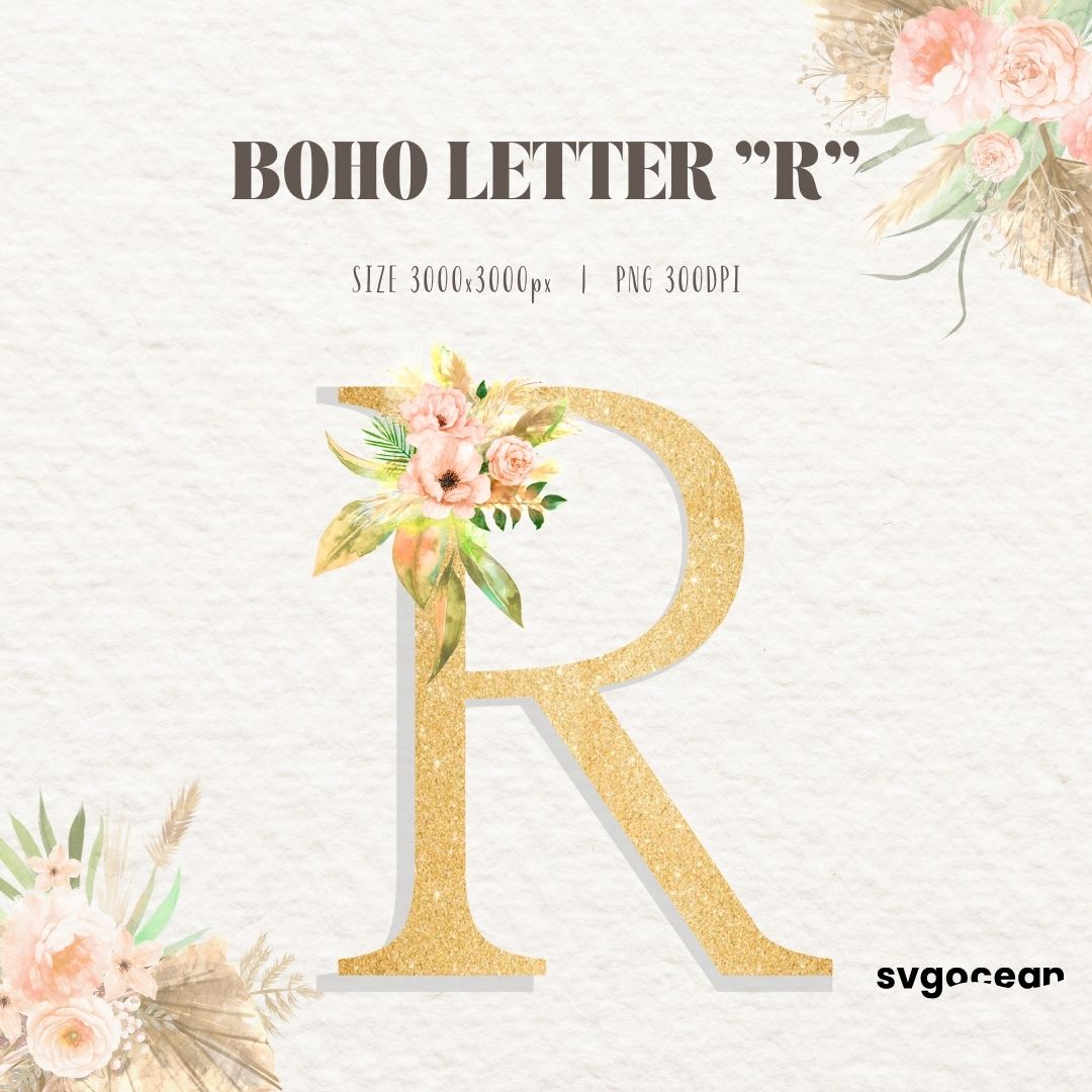 Boho Wedding Letter R vector for instant download - Svg Ocean — svgocean