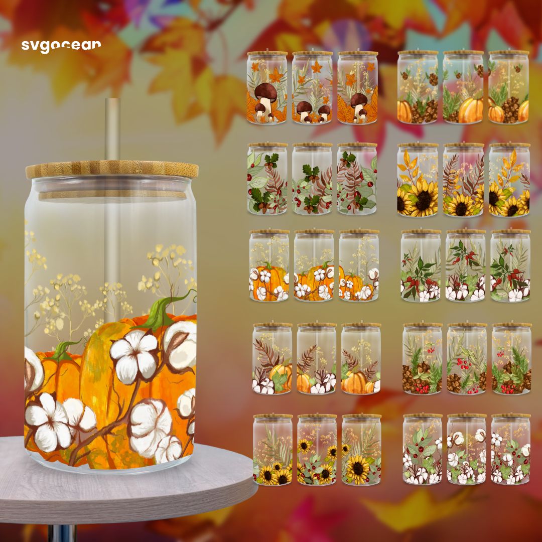 Autumn Can Glass Wrap Bundle vector for instant download - Svg Ocean ...