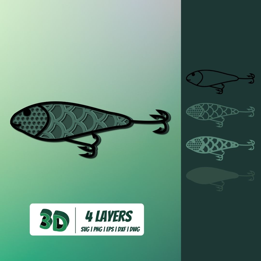 3D Fishing Lure SVG vector for instant download - Svg Ocean — svgocean
