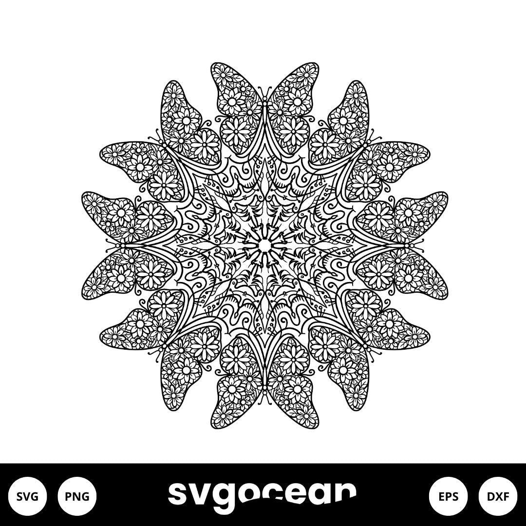 Butterfly Mandala Svg vector for instant download - Svg Ocean — svgocean