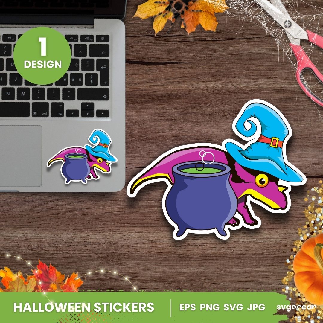 Free Halloween Dinosaur Sticker vector for instant download - Svg Ocean ...