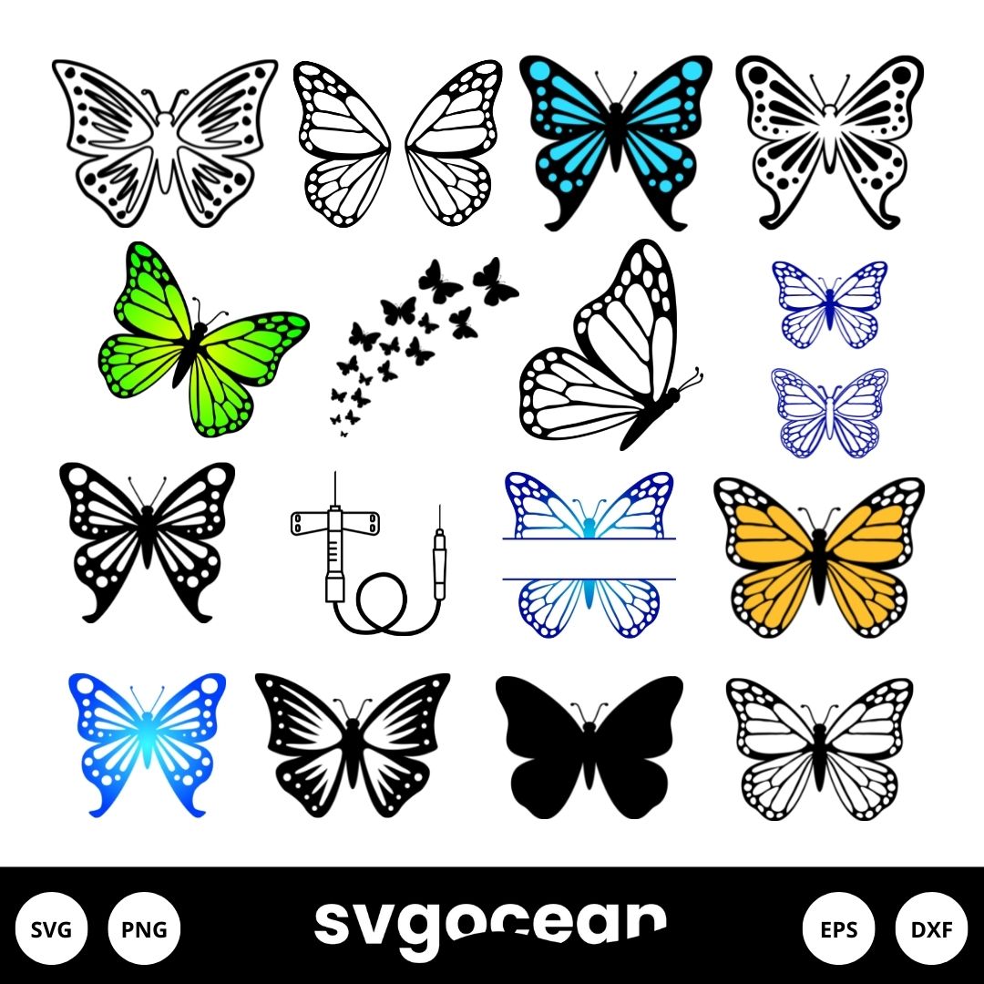 Butterflies Svg Bundle vector for instant download - Svg Ocean — svgocean