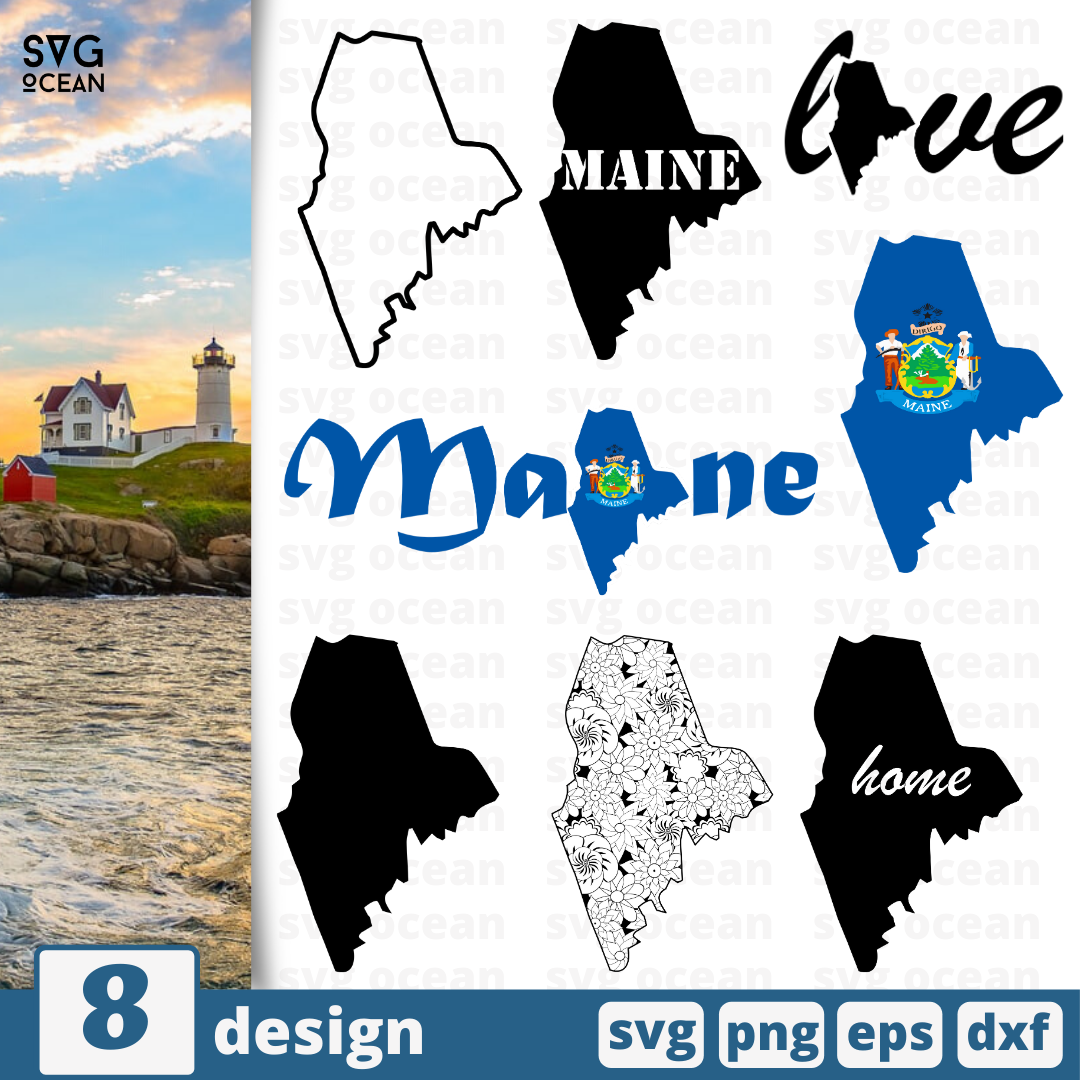 Maine SVG bundle vector for instant download - Svg Ocean — svgocean
