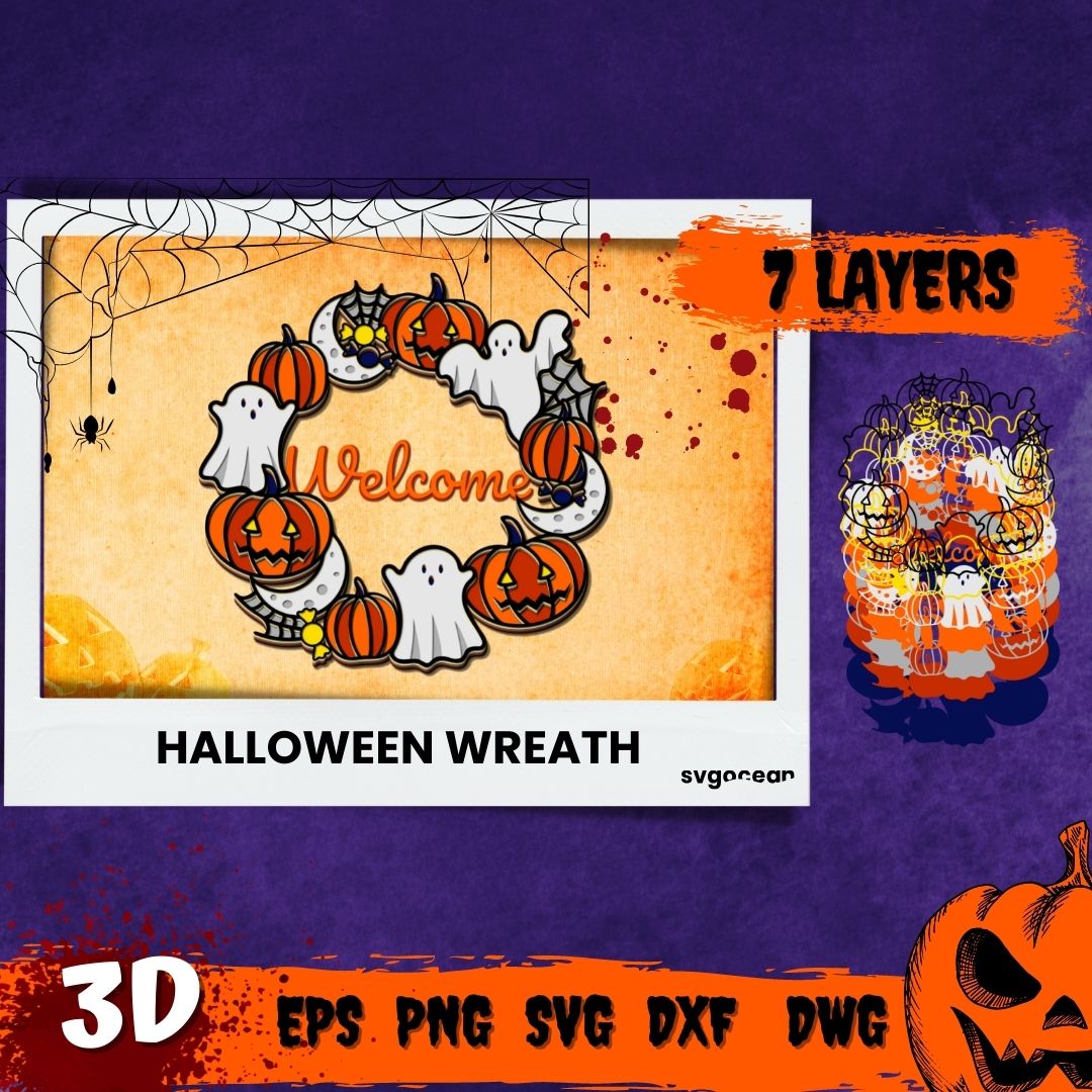 3D Scary Wreath Svg vector for instant download - Svg Ocean — svgocean