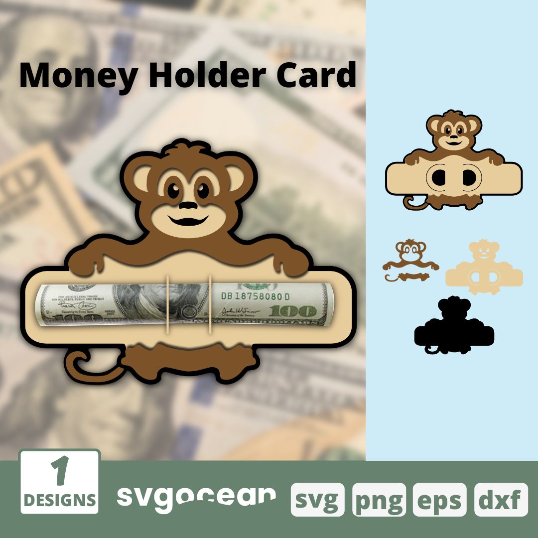 Monkey Money Holder Card SVG vector for instant download - Svg Ocean ...