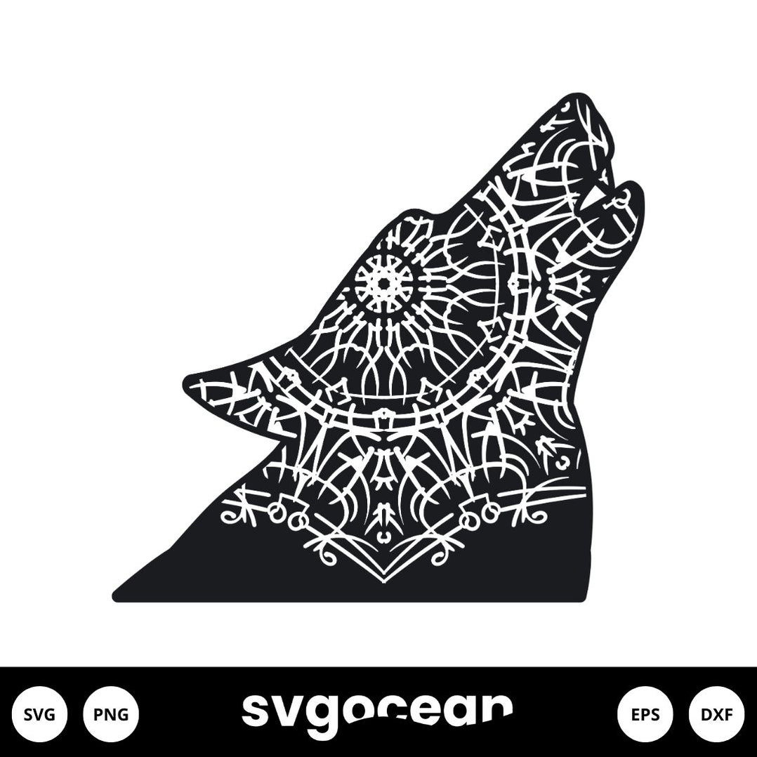 Wolf Mandala Svg vector for instant download - Svg Ocean — svgocean