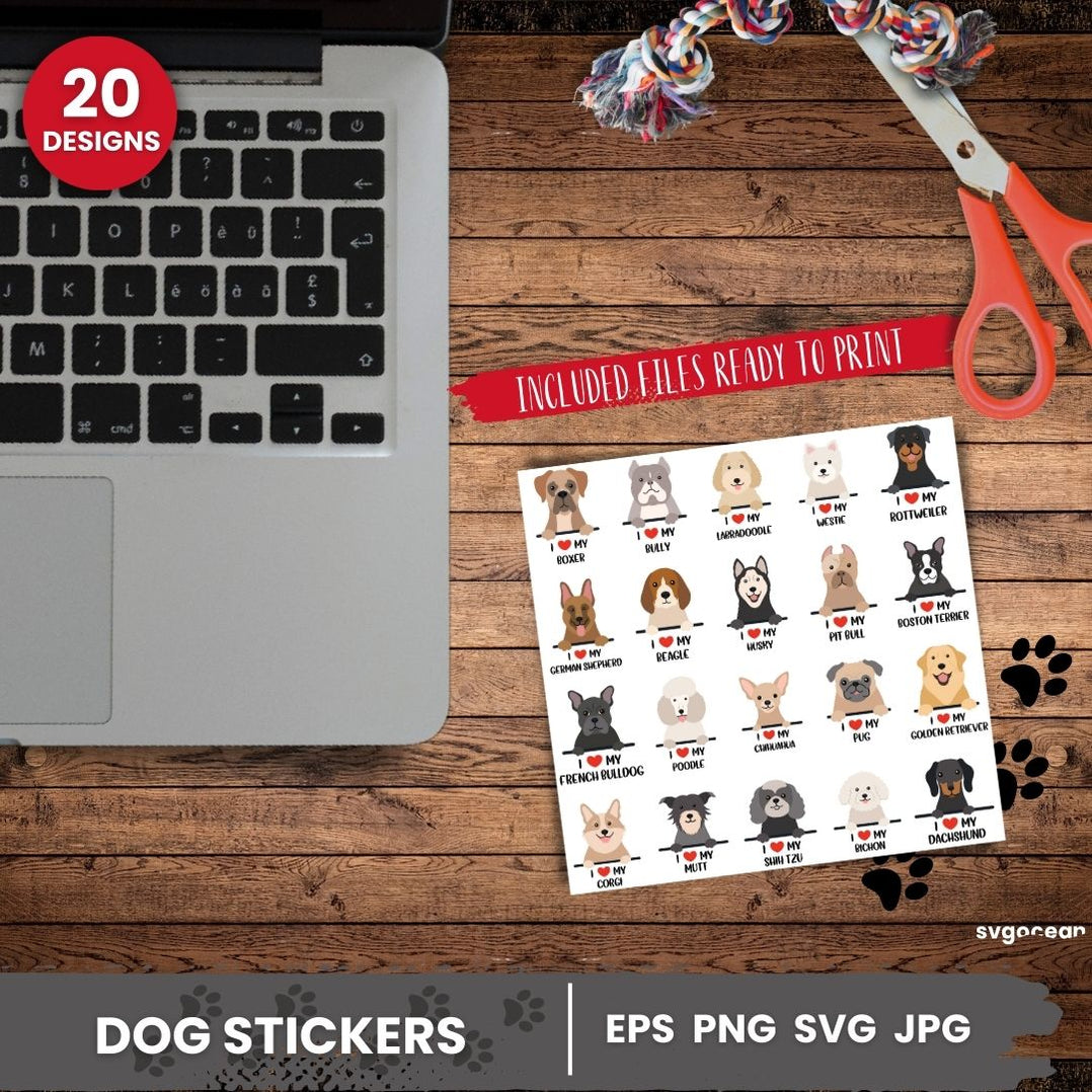 Dog Stickers SVG Bundle vector for instant download - Svg Ocean — svgocean