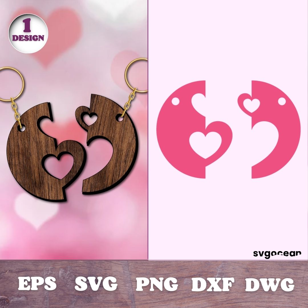 Romantic Couple Keychains Laser Cut — svgocean