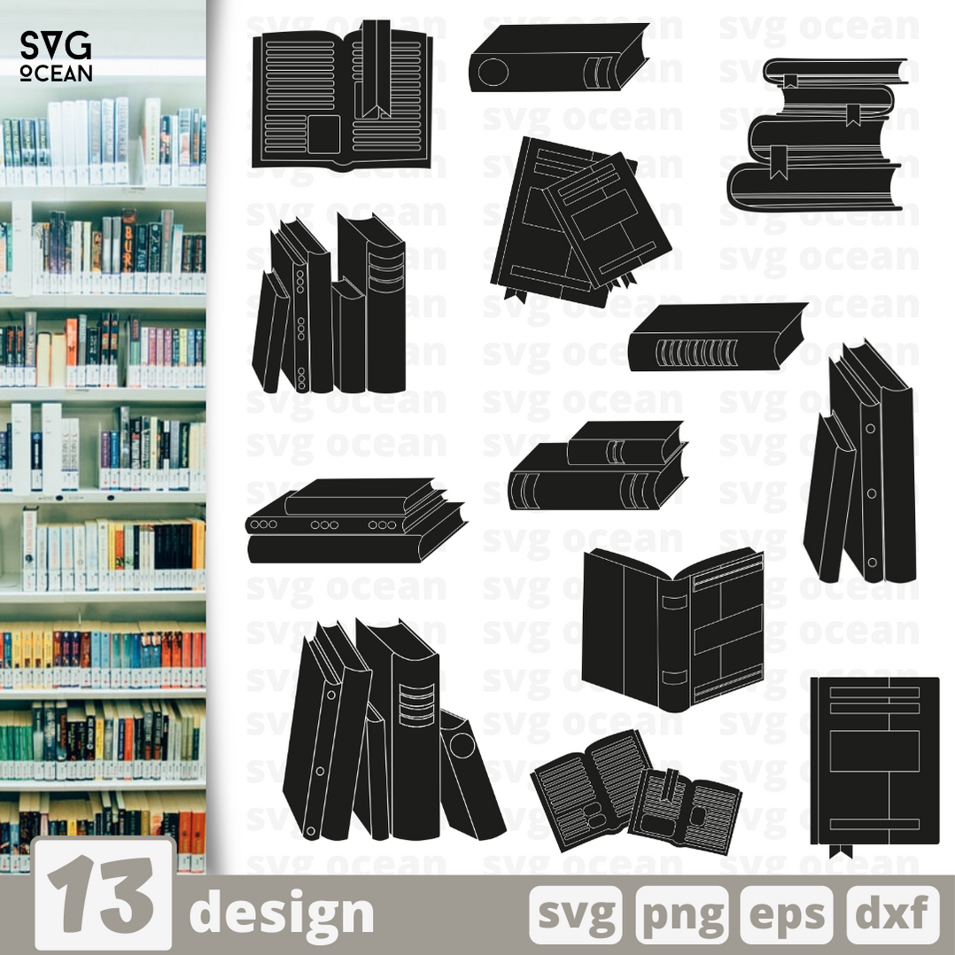 Books SVG bundle vector for instant download - Svg Ocean — svgocean