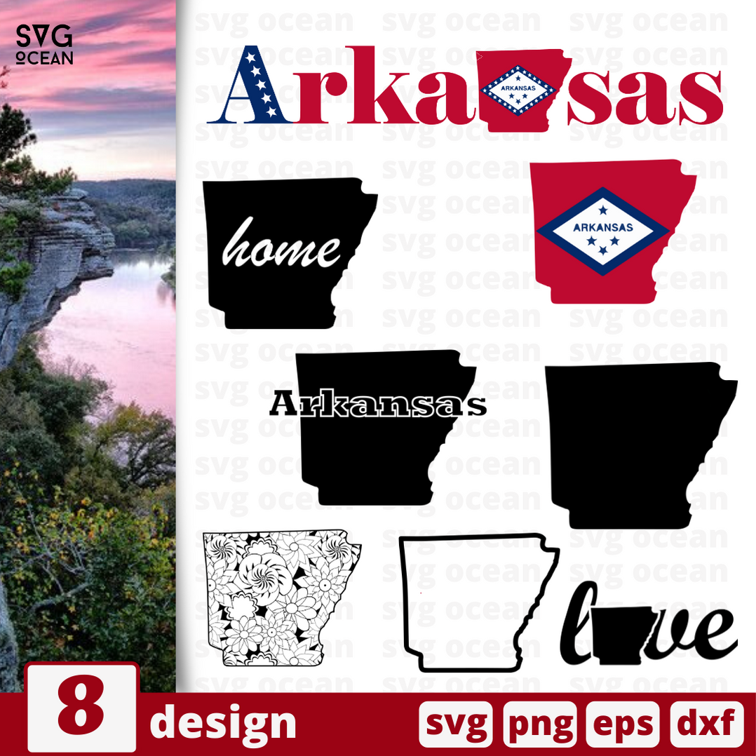 Arkansas map SVG bundle vector for instant download - Svg Ocean — svgocean