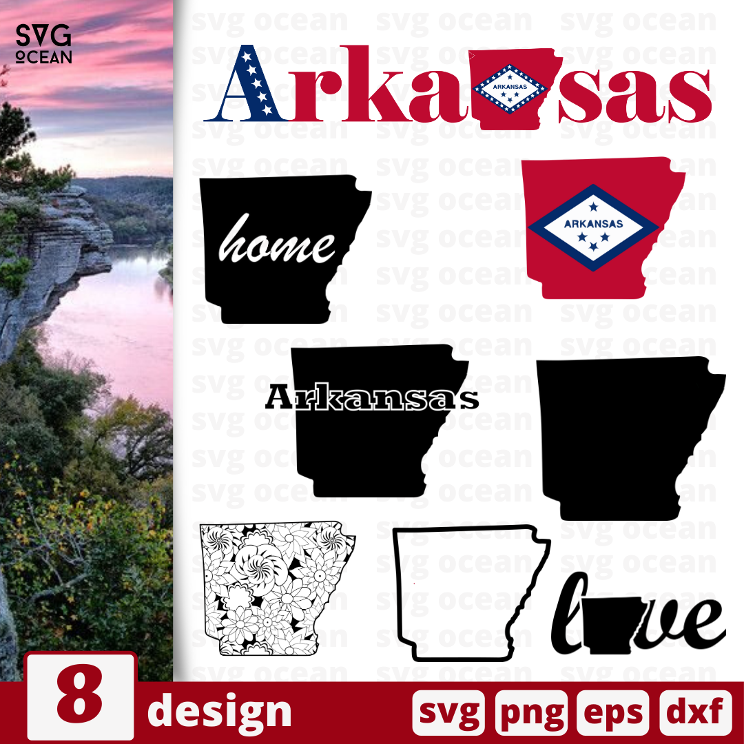 Arkansas map SVG bundle vector for instant download - Svg Ocean — svgocean