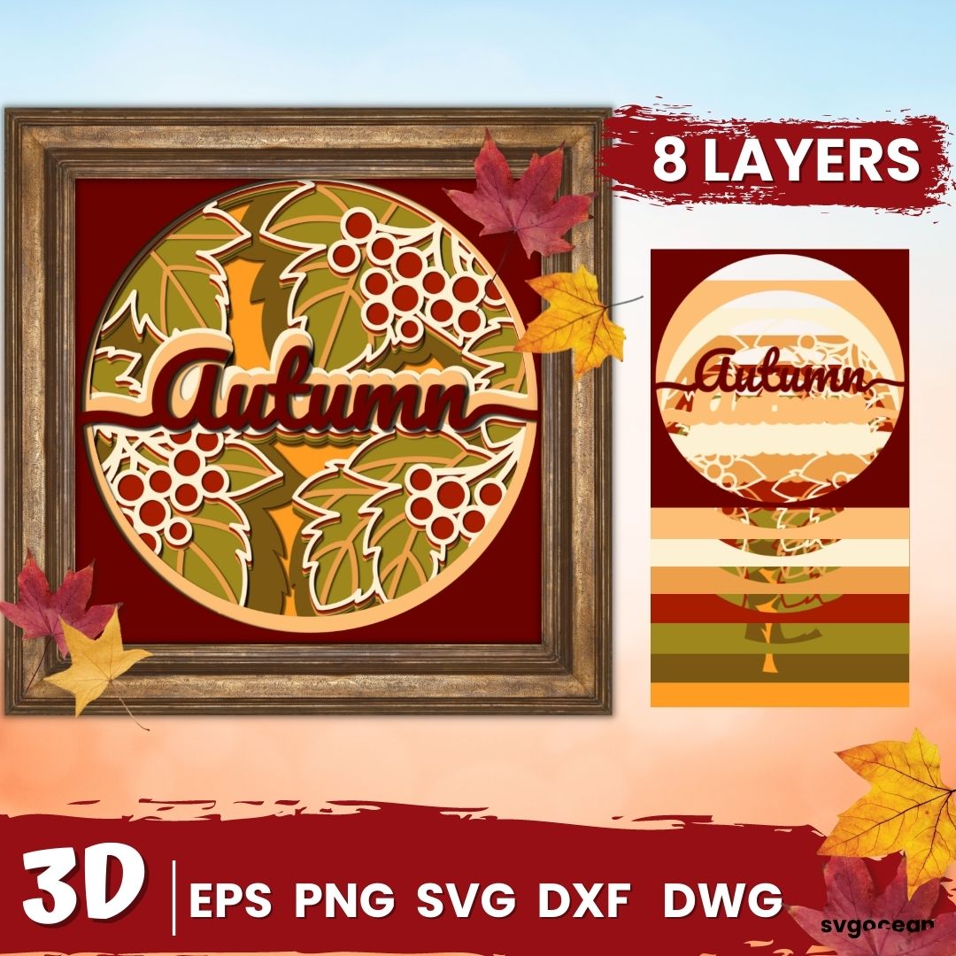 Autumn Shadow Box Svg vector for instant download - Svg Ocean — svgocean
