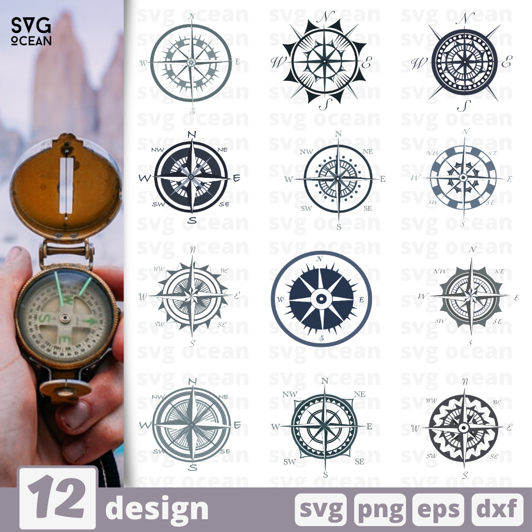 Compass SVG bundle vector for instant download - Svg Ocean — svgocean