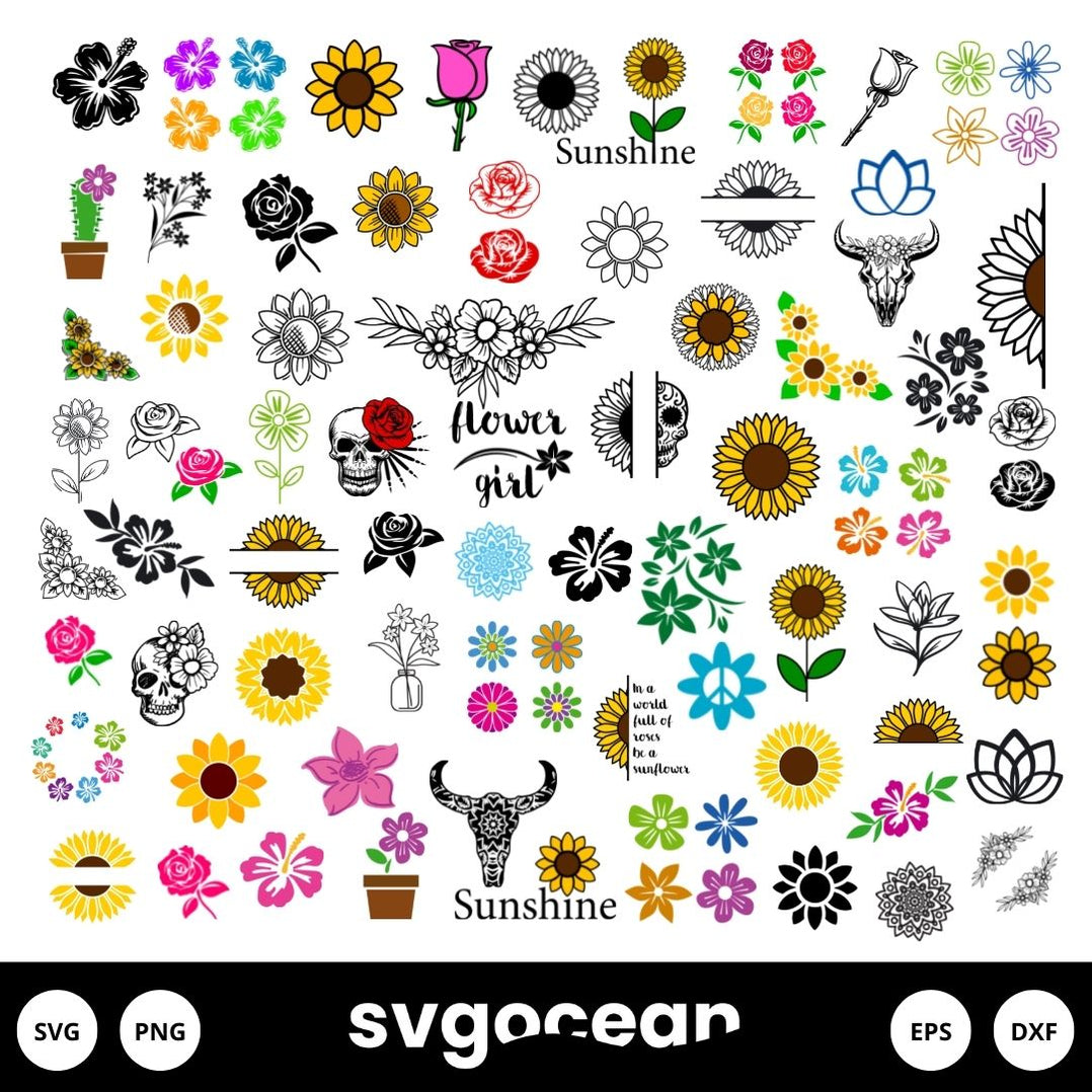 Flowers SVG Bundle vector for instant download - Svg Ocean — svgocean