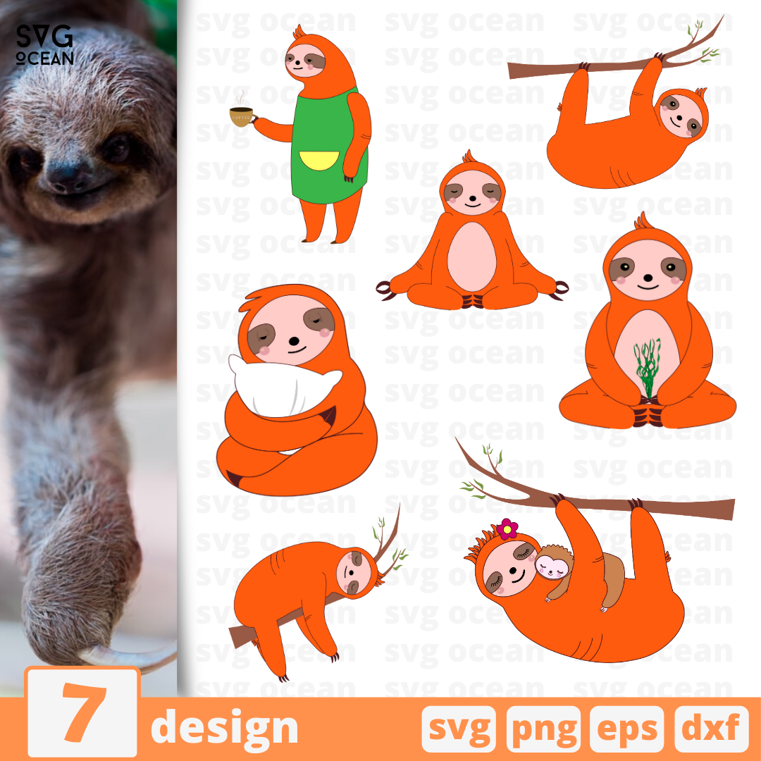 Sloth SVG bundle vector for instant download - Svg Ocean — svgocean