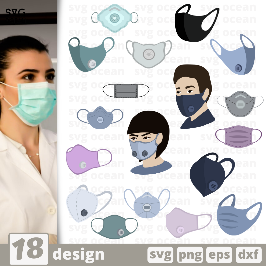 Face mask vector bundle for instant download - Svg Ocean — svgocean