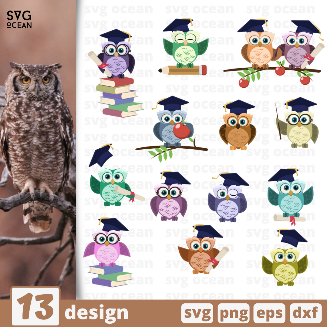 Graduation Owl SVG bundle vector for instant download - Svg Ocean ...