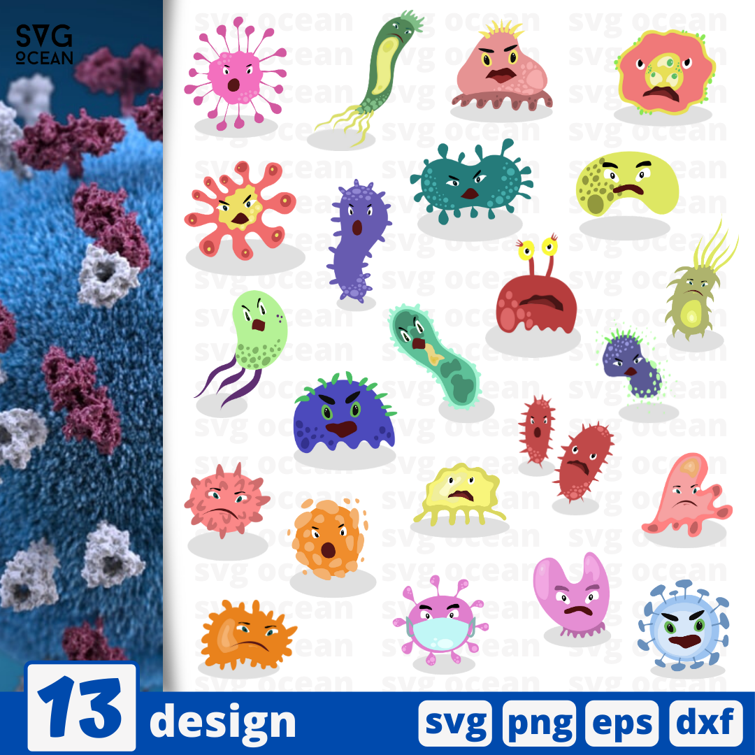 Bacteria SVG bundle vector for instant download - Svg Ocean — svgocean