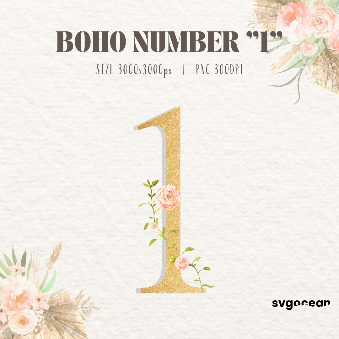 Free Boho Flower Number 1 vector for instant download - Svg Ocean ...