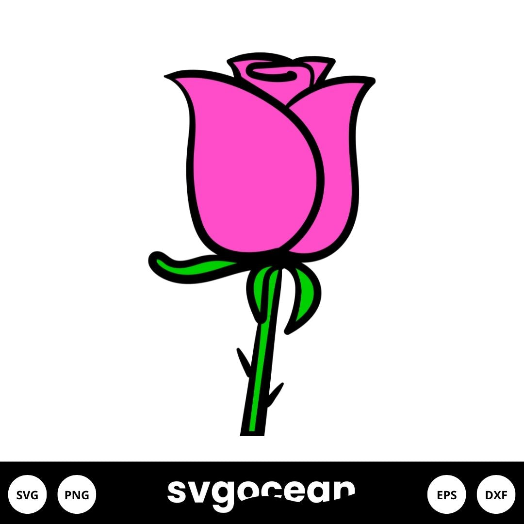 Pink Rose SVG vector for instant download - Svg Ocean — svgocean