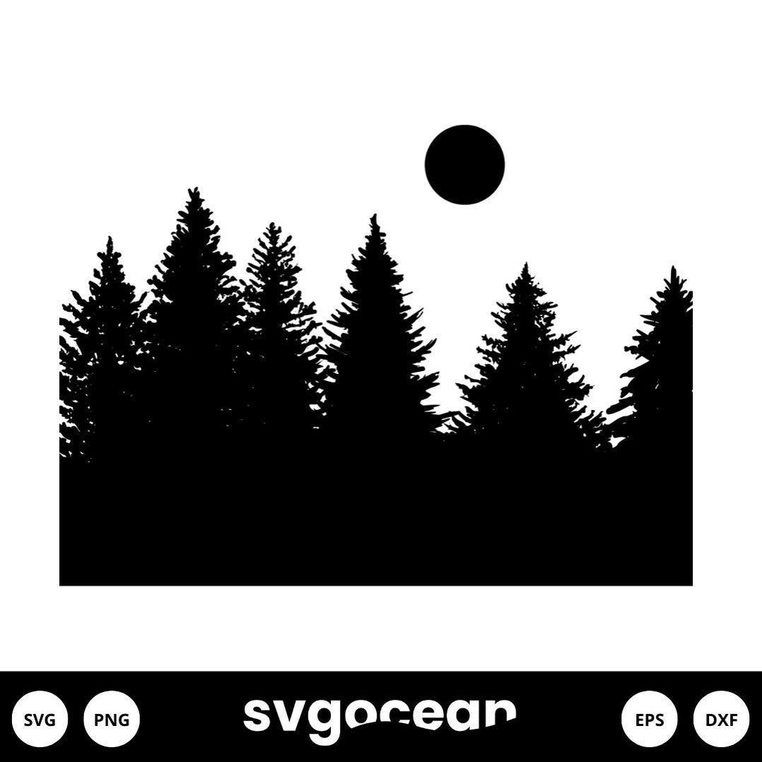 Tree Line Silhouette Svg vector for instant download - Svg Ocean — svgocean