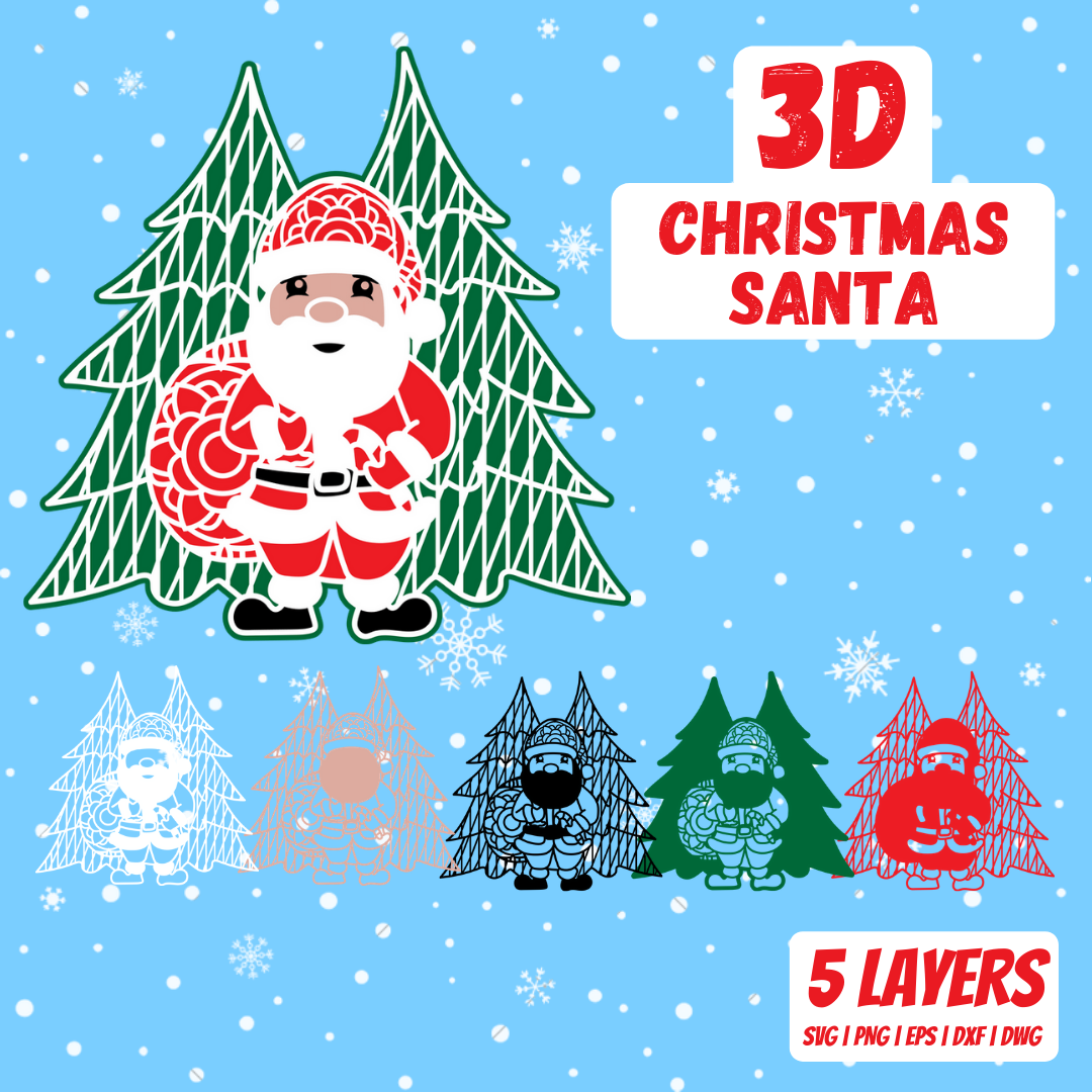 3D Christmas Santa vector for instant download - Svg Ocean — svgocean