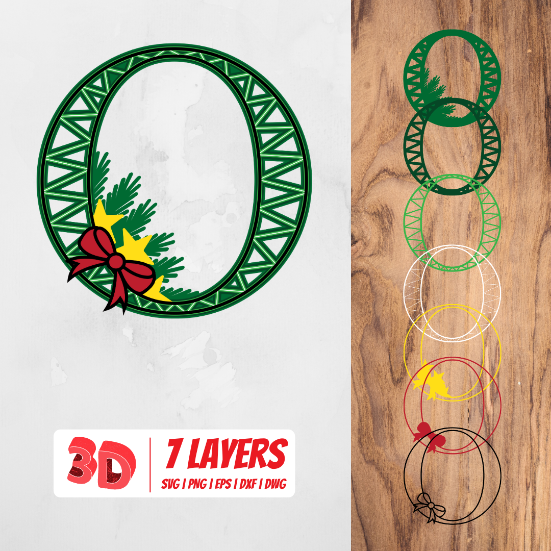 3D Christmas Letter O SVG Cut File vector for instant download - Svg ...