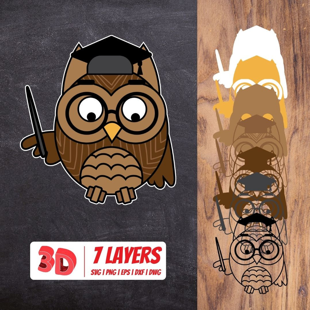 3D Owl SVG Cut File vector for instant download - Svg Ocean — svgocean