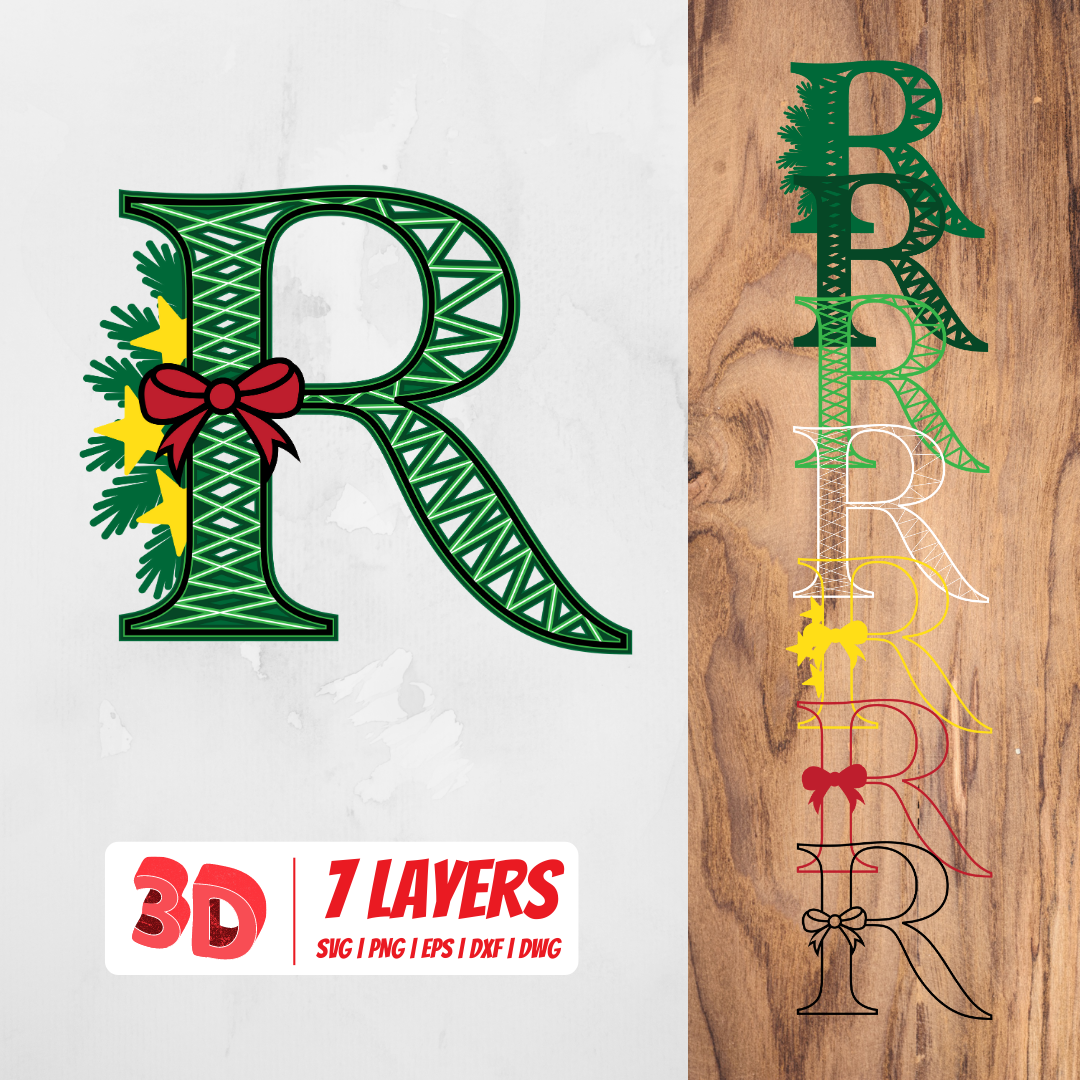 3D Christmas Letter R SVG Cut File vector for instant download - Svg ...