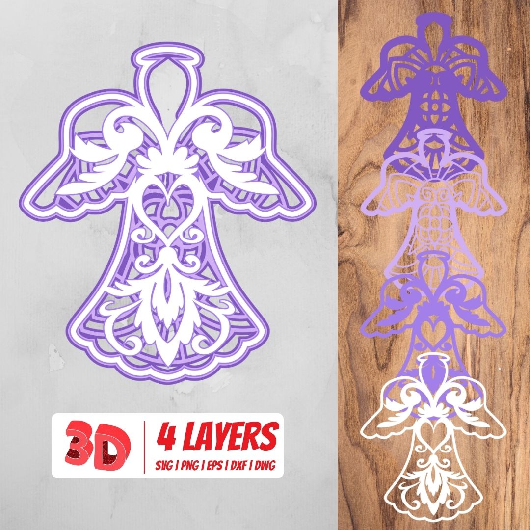3D Angel SVG Cut File vector for instant download - Svg Ocean — svgocean