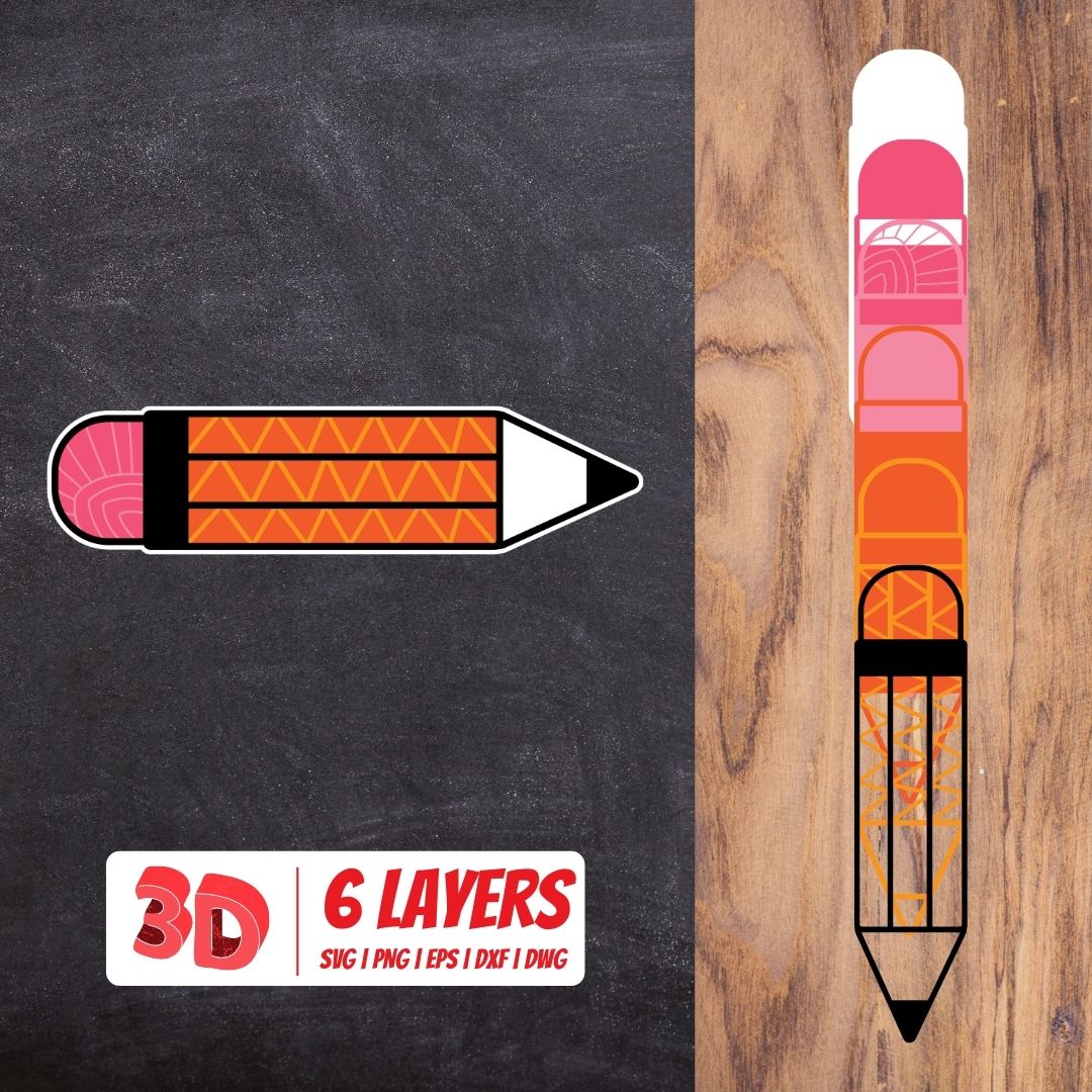 3D Pencil SVG Cut File vector for instant download - Svg Ocean — svgocean