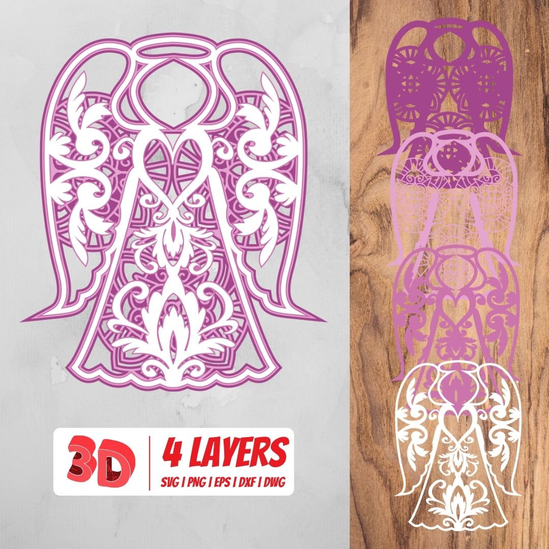 3D Angel SVG Cut File vector for instant download - Svg Ocean — svgocean