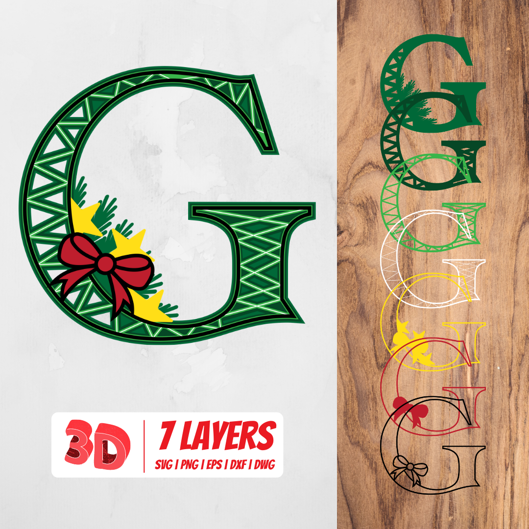 3D Christmas Letter G SVG Cut File vector for instant download - Svg ...