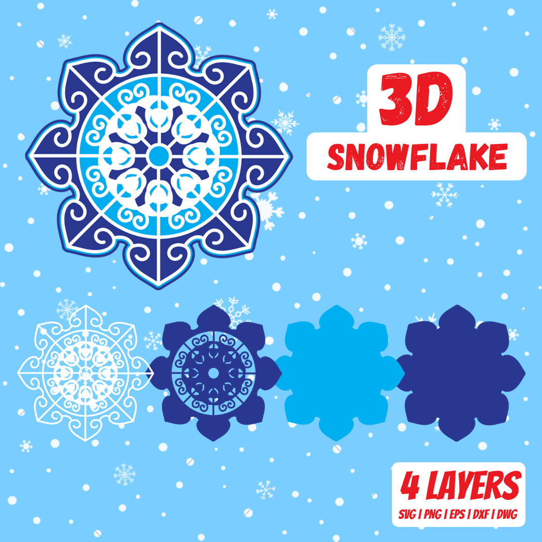 3D Snowflake vector for instant download - Svg Ocean — svgocean