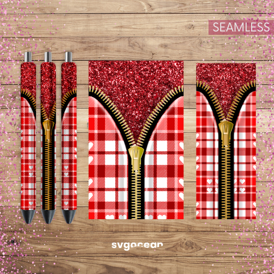 Red Plaid Zipper Pen Wraps Sublimation - Svg Ocean — svgocean